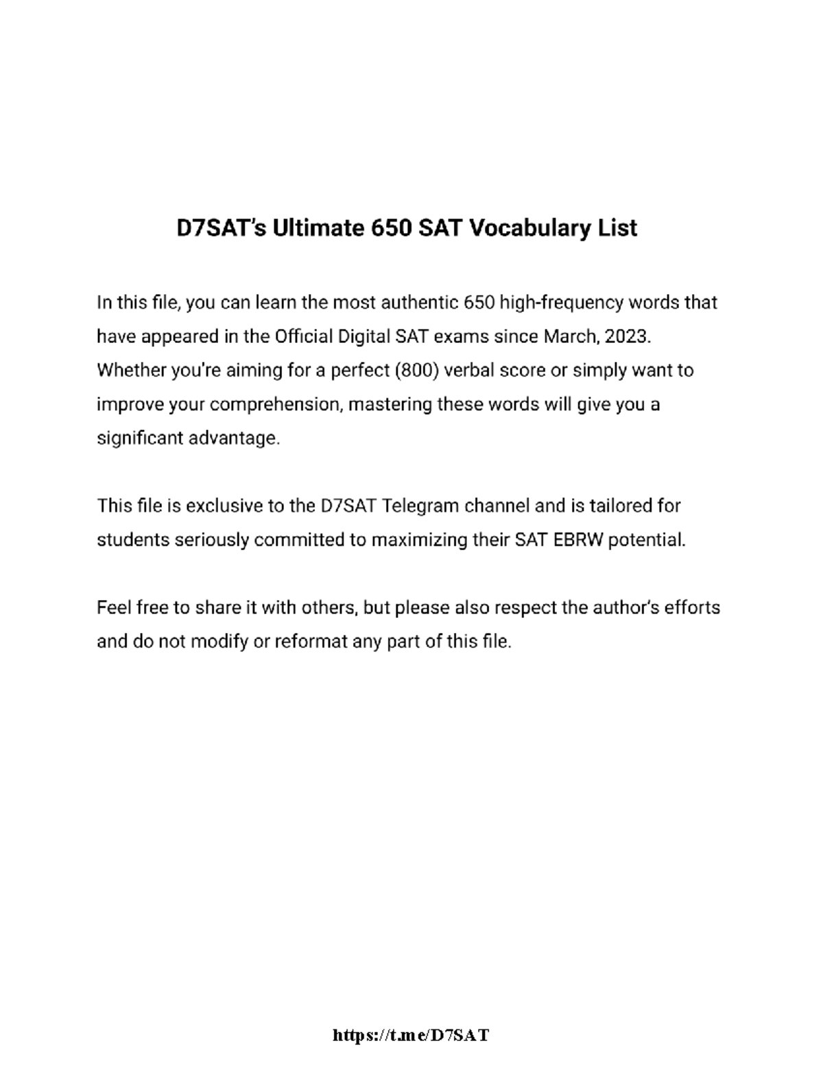 650 SAT Vocabulary Words for Success: Essential List - Studocu