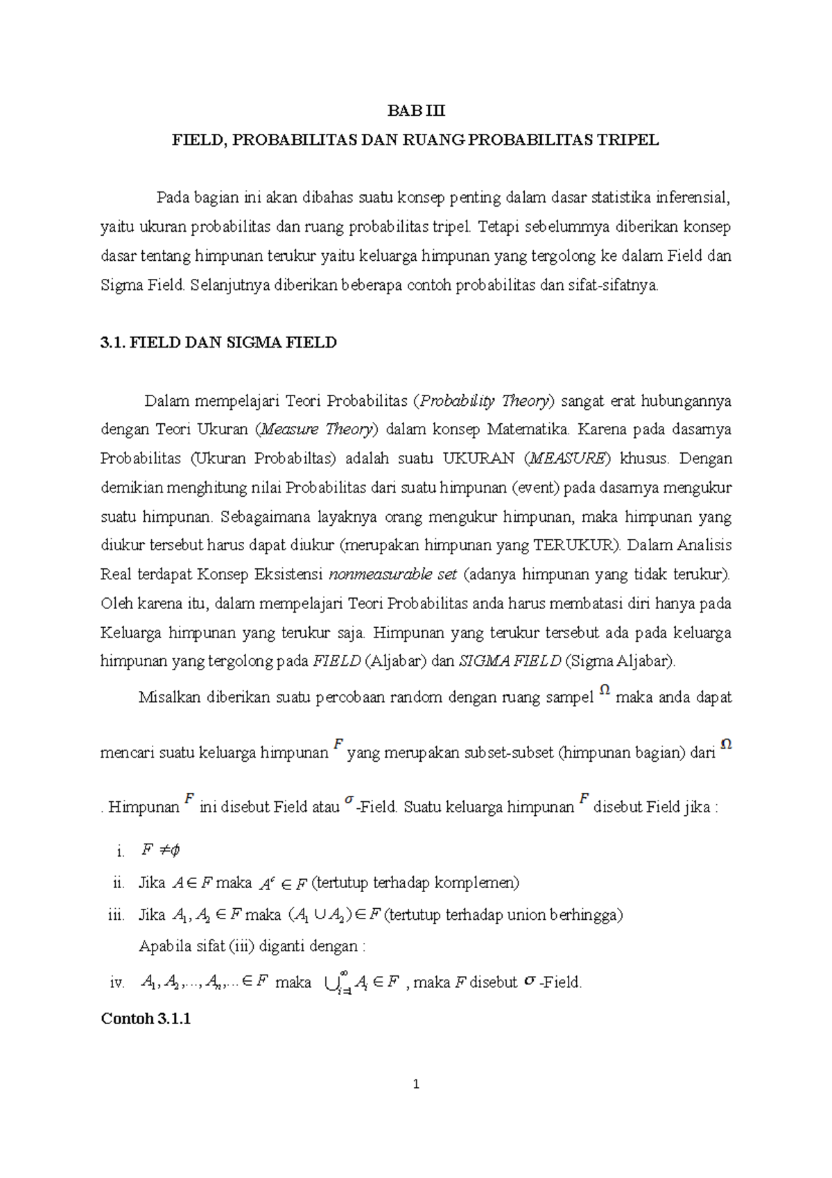 BAB III - Field, Probabilitas BAGIAN 1 - BAB III FIELD, PROBABILITAS ...