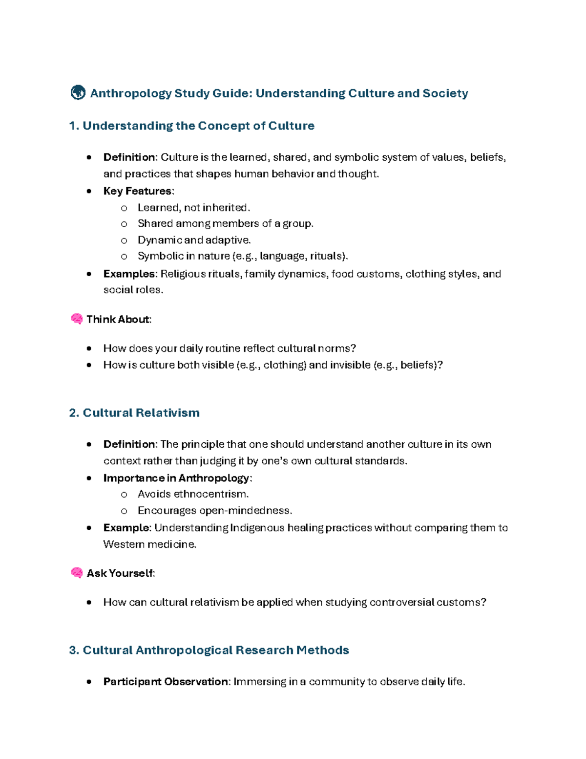 Anthropology 101: Final Study Guide on Culture, Society, and Gender ...