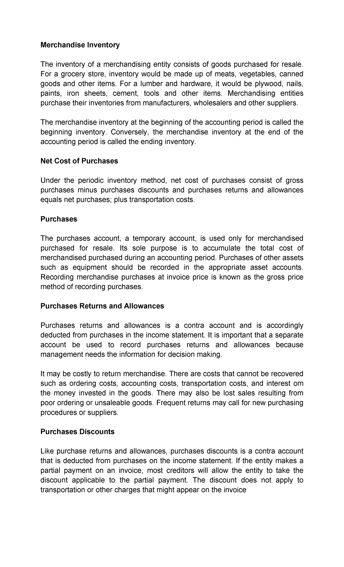 Merchandise Inventory - For a grocery store, inventory would be made up ...