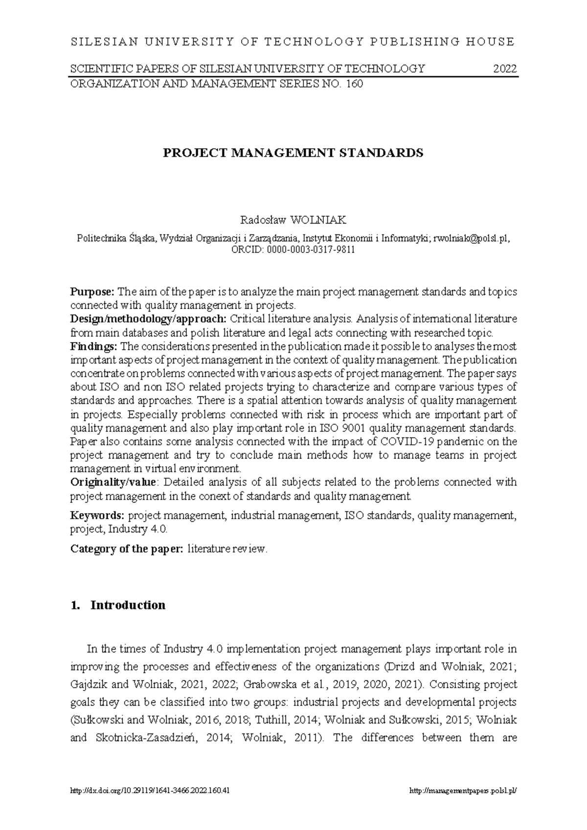 Project Management Standards: Quality Management Insights (SILESIAN ...