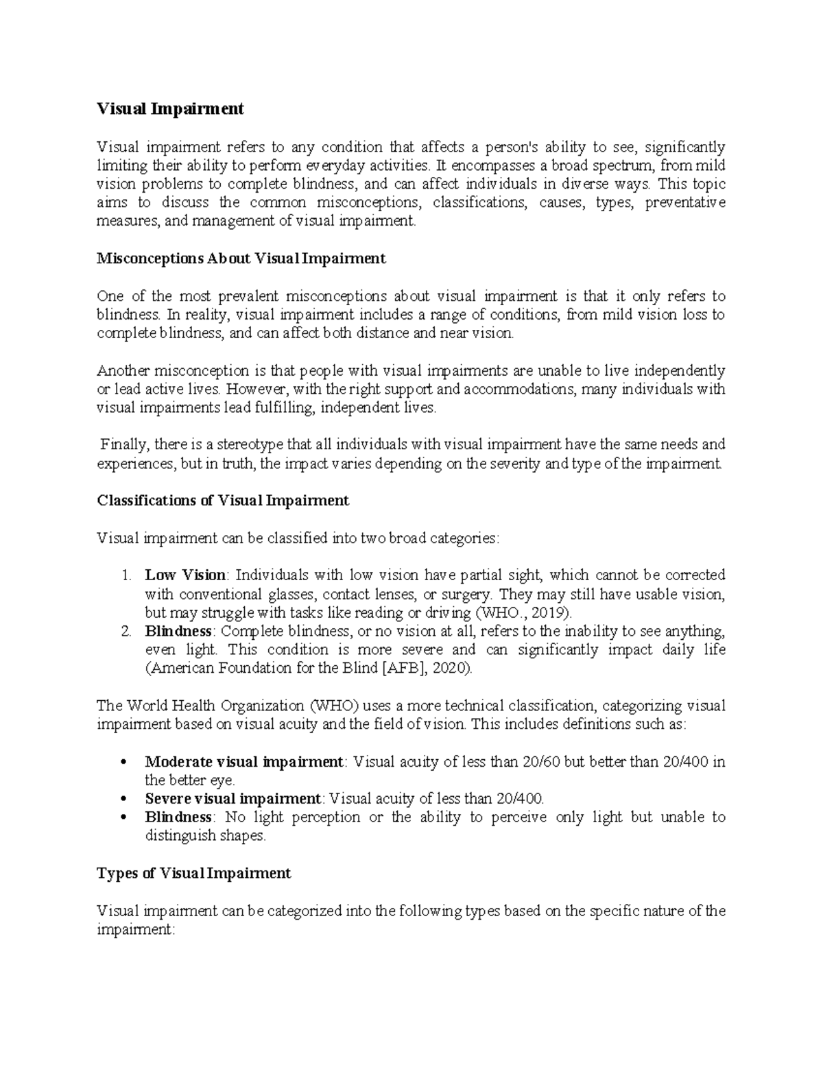 Visual Impairment: Classifications, Causes, and Management Insights ...