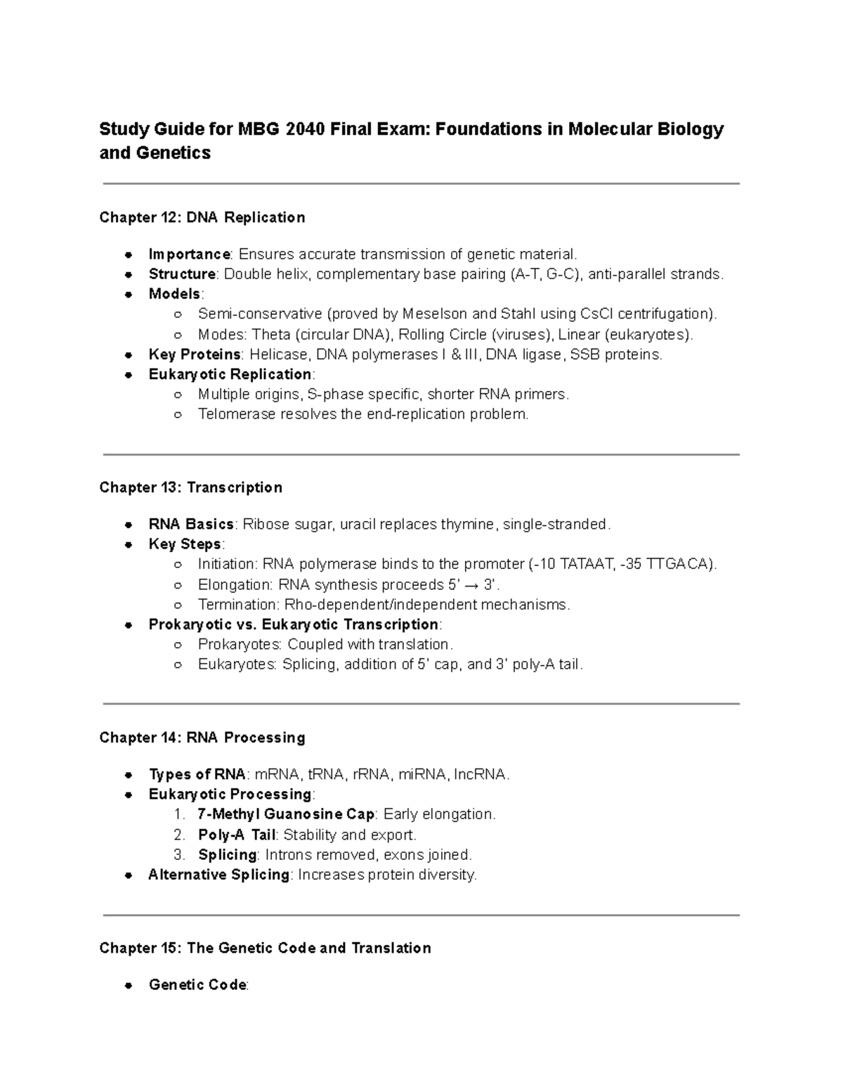 MBG2040 Final Study Guide - Study Guide for MBG 2040 Final Exam ...