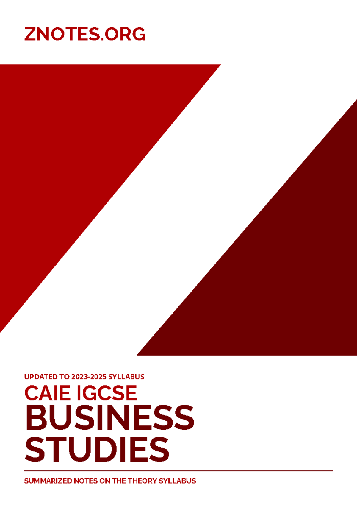 CAIE IGCSE Business Studies 0450 Theory Notes Summary - Studocu