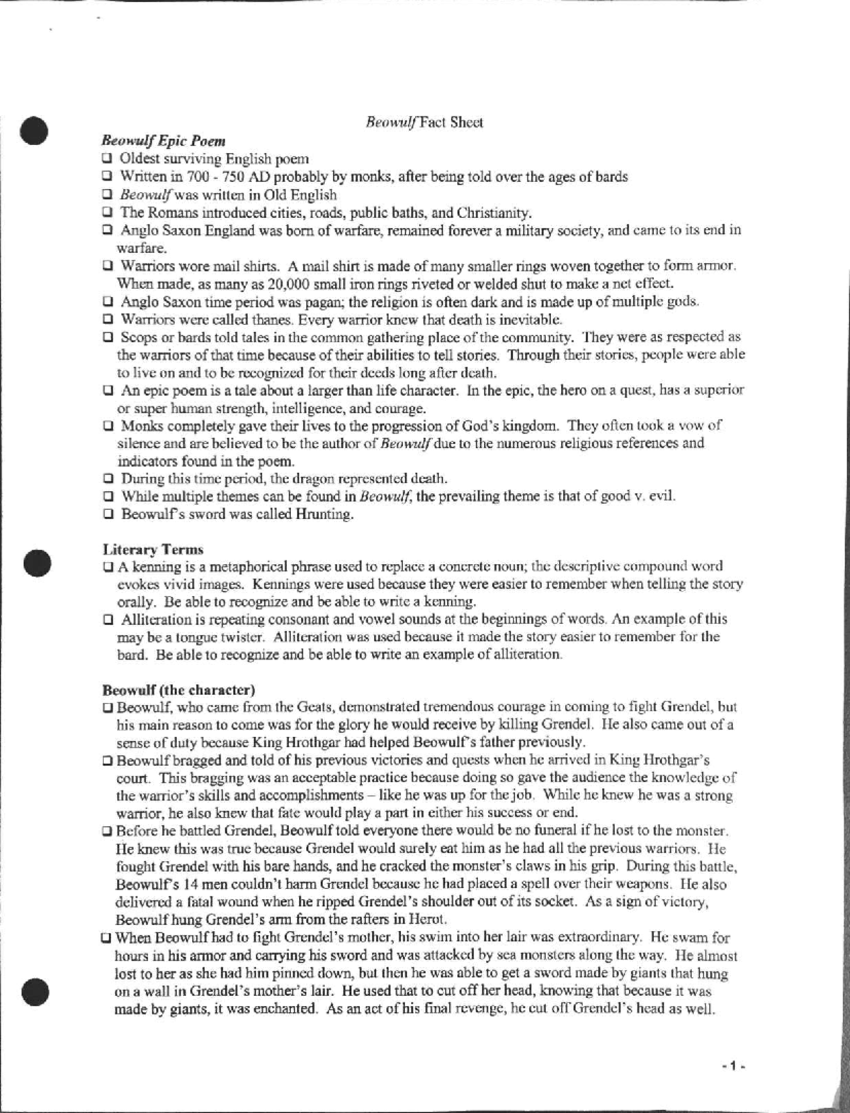 Beowulf Test 2026: Comprehensive Study Guide on the Epic Poem - Studocu
