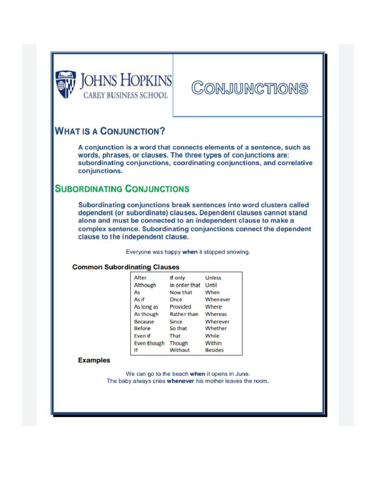 Conjunction reading compre. - Accounting - Studocu