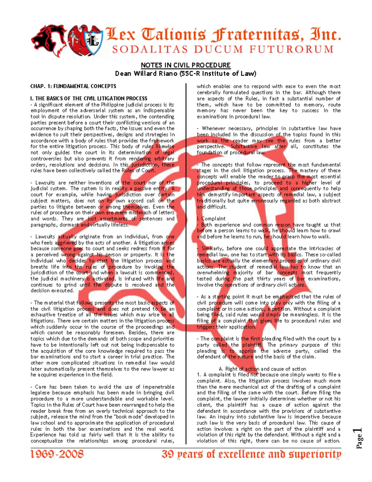 Civil Procedure - Reviewer - Riano - 1 NOTES IN CIVIL PROCEDURE Dean ...