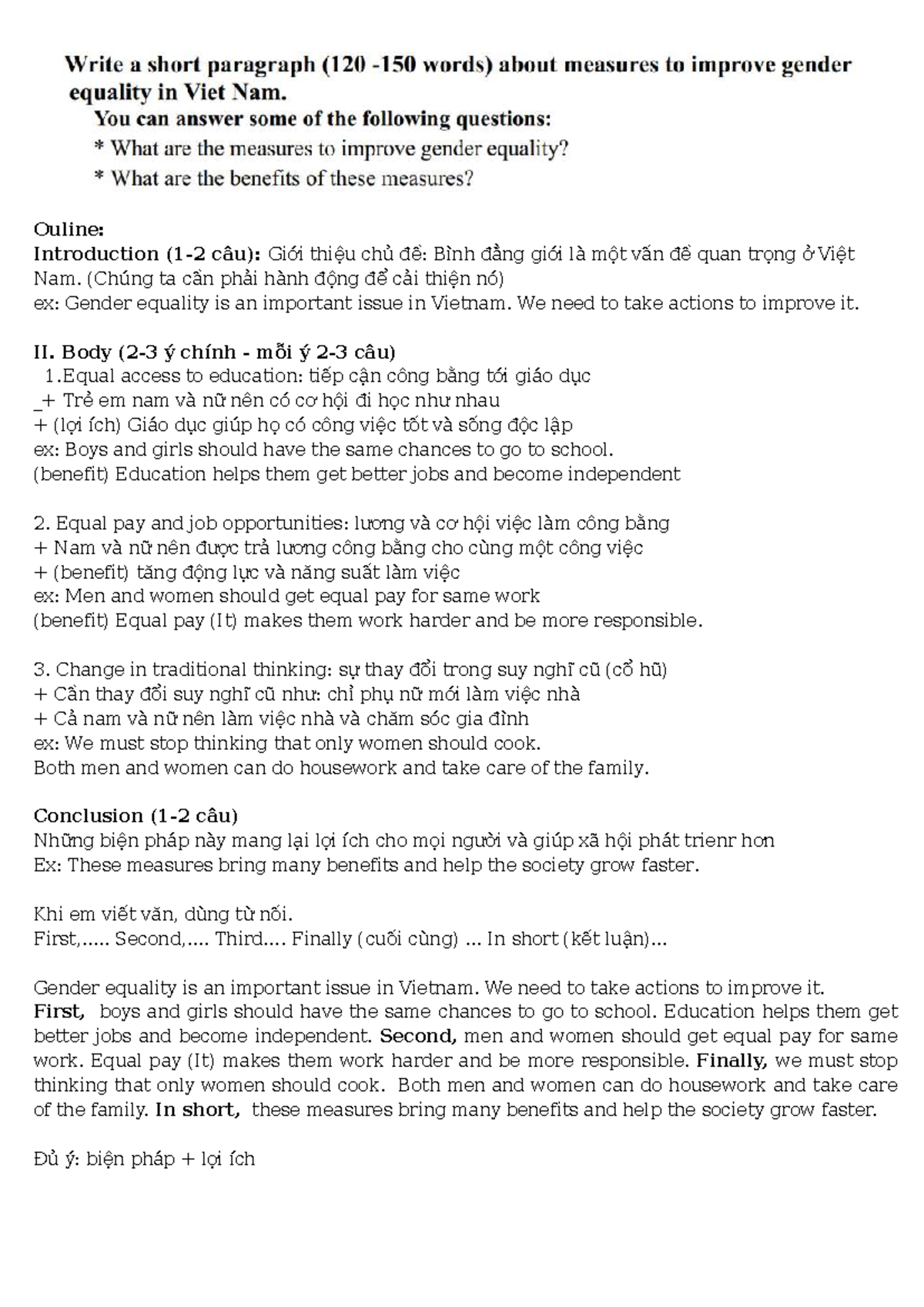 Unit 6: Gender Equality - Importance and Measures for Improvement - Studocu