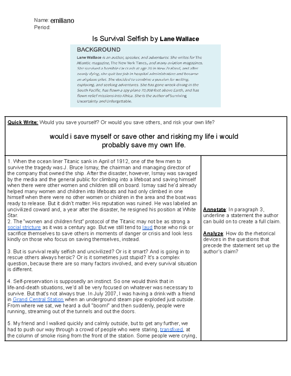 Is Survival Selfish? Analyzing Ethical Dilemmas in Crisis Situations ...