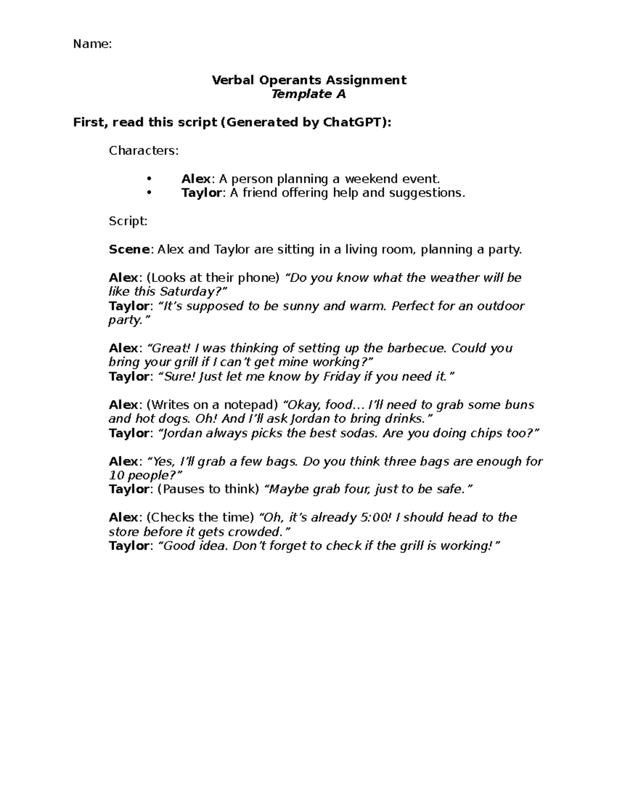 Verbal Operants Analysis Assignment for ABA 101 - Studocu