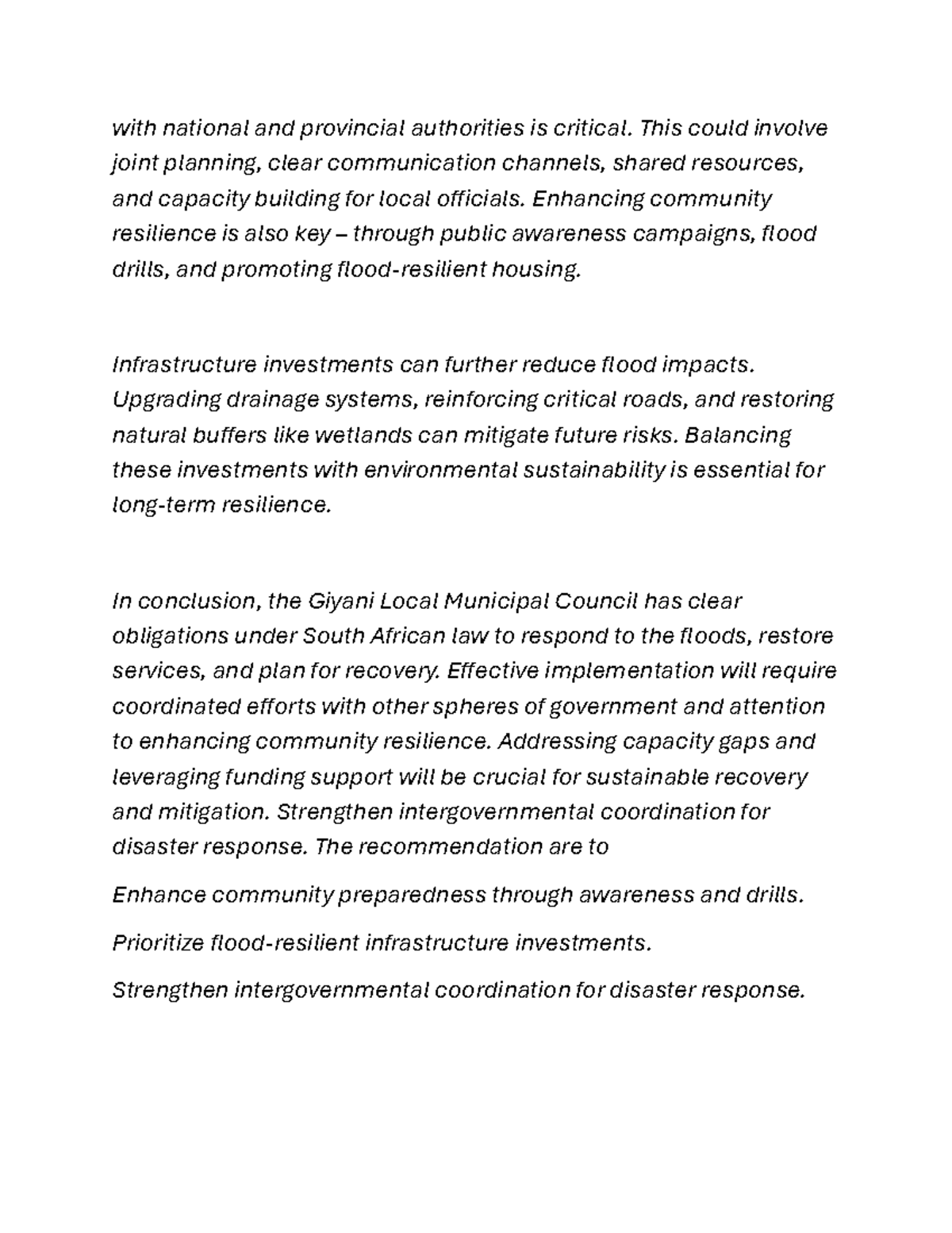 Conclusion - Practice on Disaster Response Coordination - Studocu
