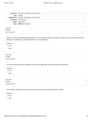 Pre Final Quiz 2 UGRD-IS6201-2212S - Started on Thursday, 15 December ...