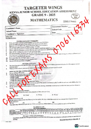 [Solved] Targeter wings 005 grade 9 2025 marking scheme - Applied ...