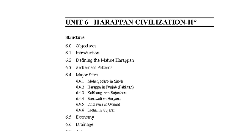 Unit 6: The Advent of Food Production & Harappan Civilization Overview ...