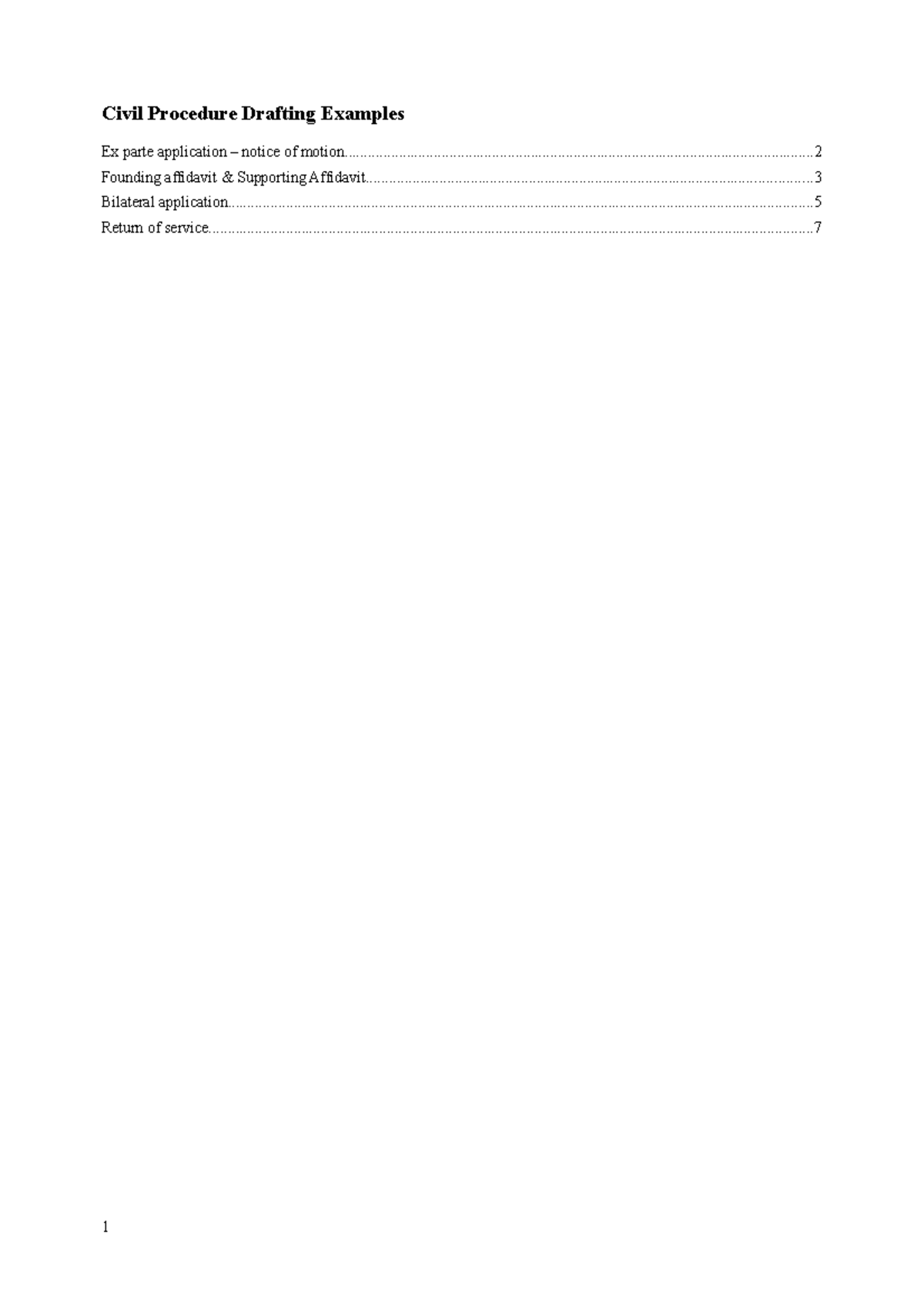 Civil Procedure Drafting Examples - 2021 Summaries and Analysis - Studocu