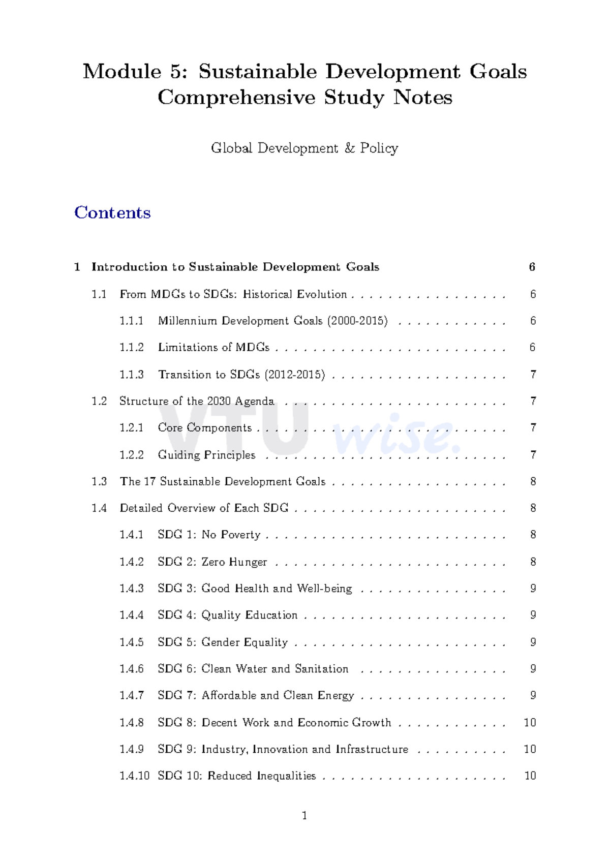 Module 5: Comprehensive Study Notes on Sustainable Development Goals ...