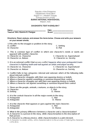 1st Summative TEST IN English 7 - 1 st SUMMATIVE TEST IN ENGLISH 7 ...