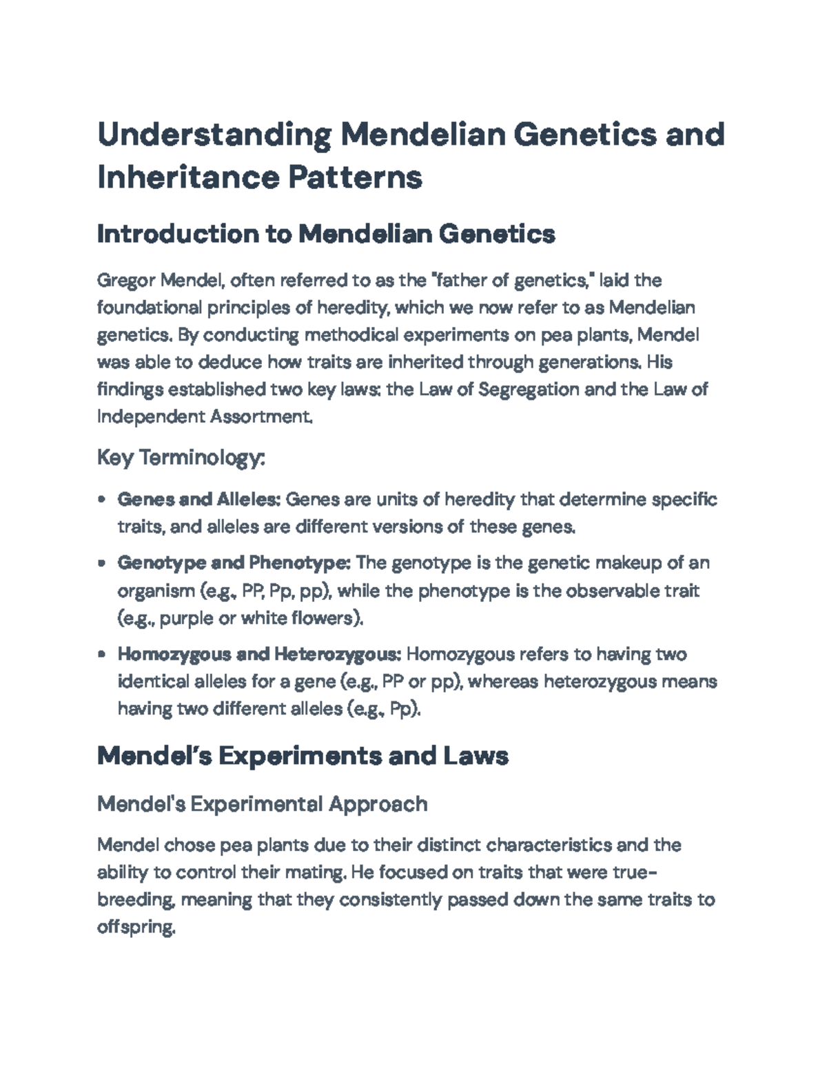 Mendelian Genetics: Principles of Inheritance and Genetic Disorders ...