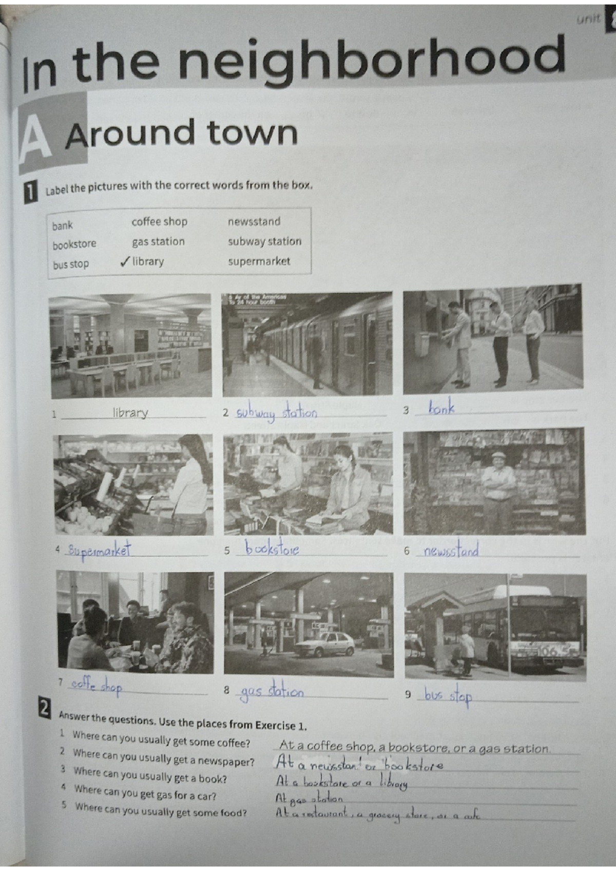 Unit A: Neighborhood Vocabulary & Directions Practice (ESL) - Studocu