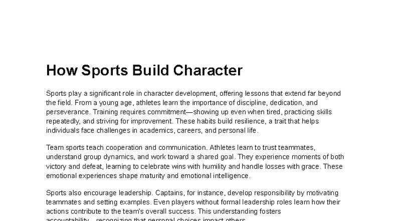 How Sports Build Character - How Sports Build Character Sports play a ...