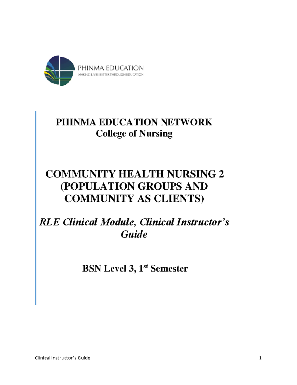 **CHN II RLE SAS - Community Health Nursing Clinical Guide** - Studocu