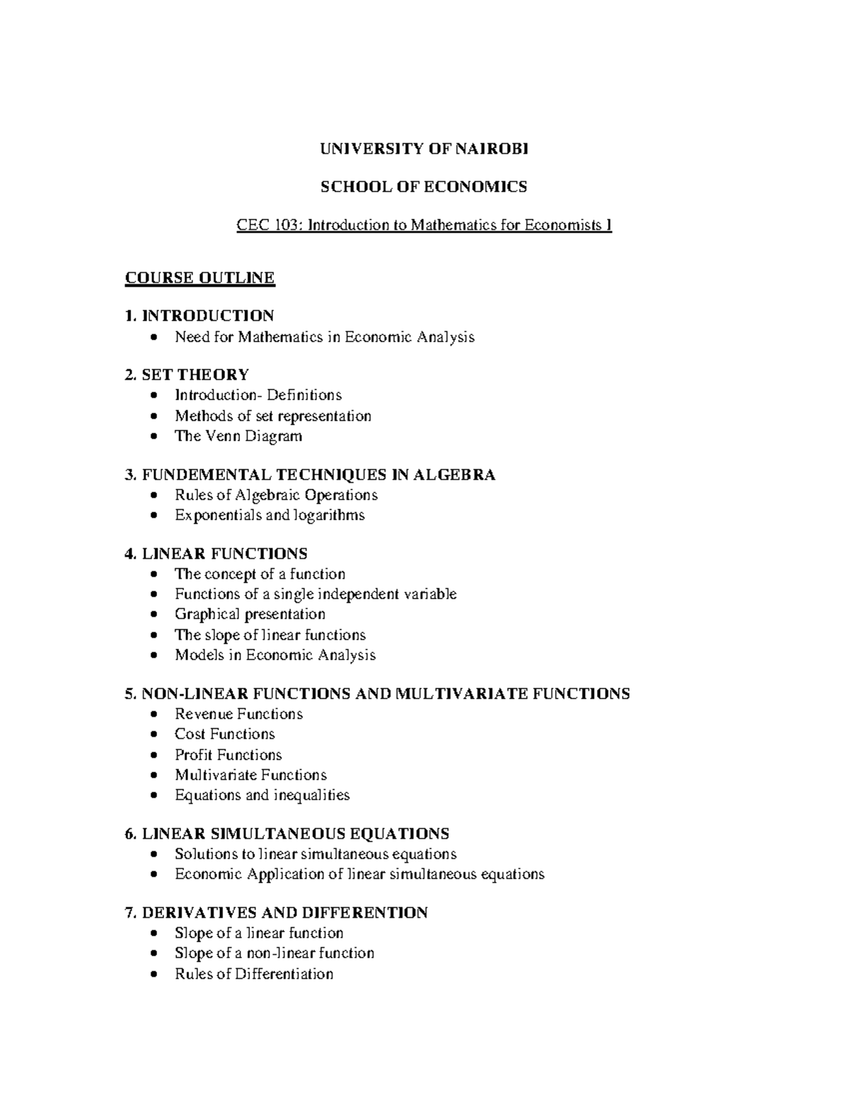 Mathematics for Economists 1 - INTRODUCTION Need for Mathematics in ...