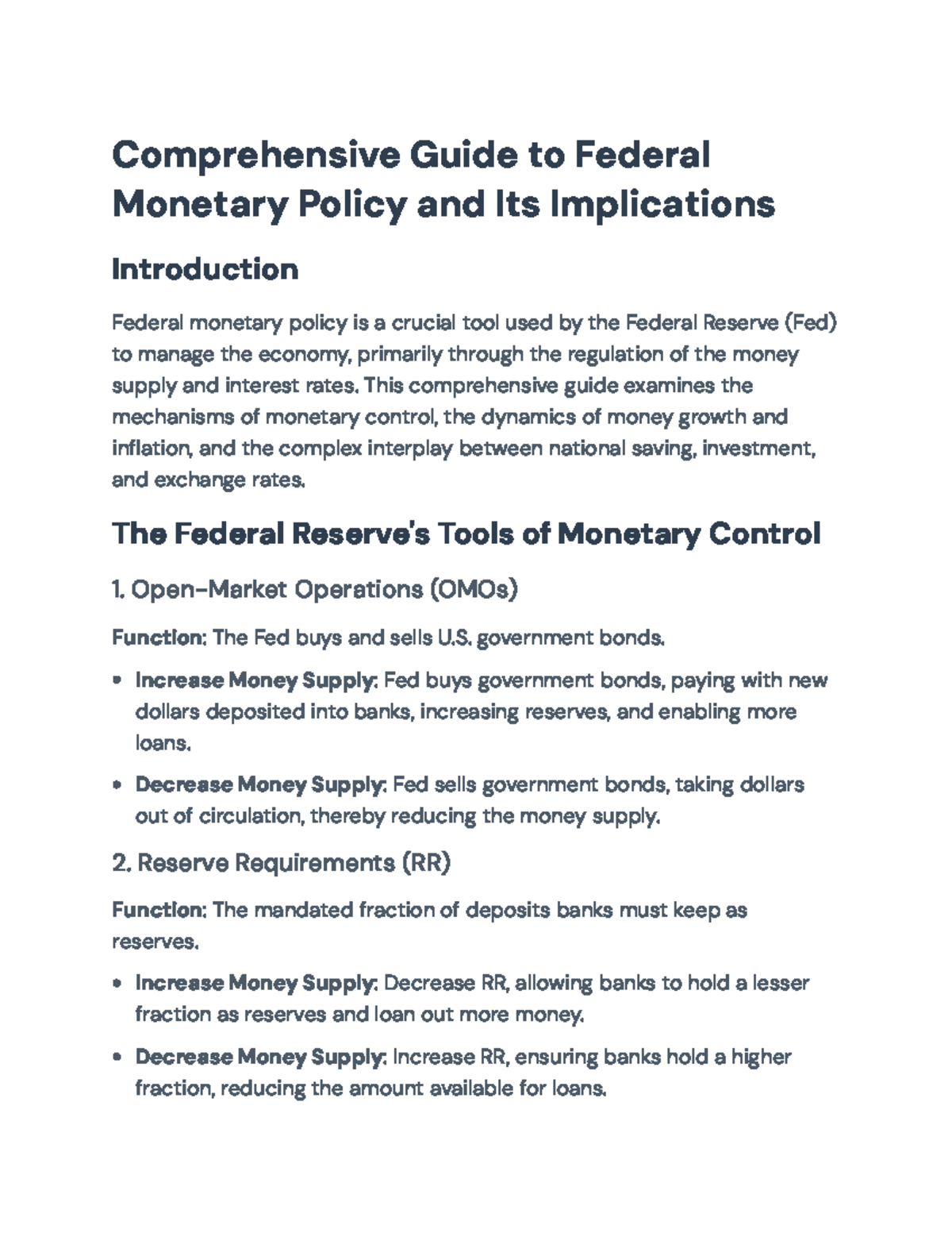 Comprehensive Guide to Federal Monetary Policy and Economic Impacts ...