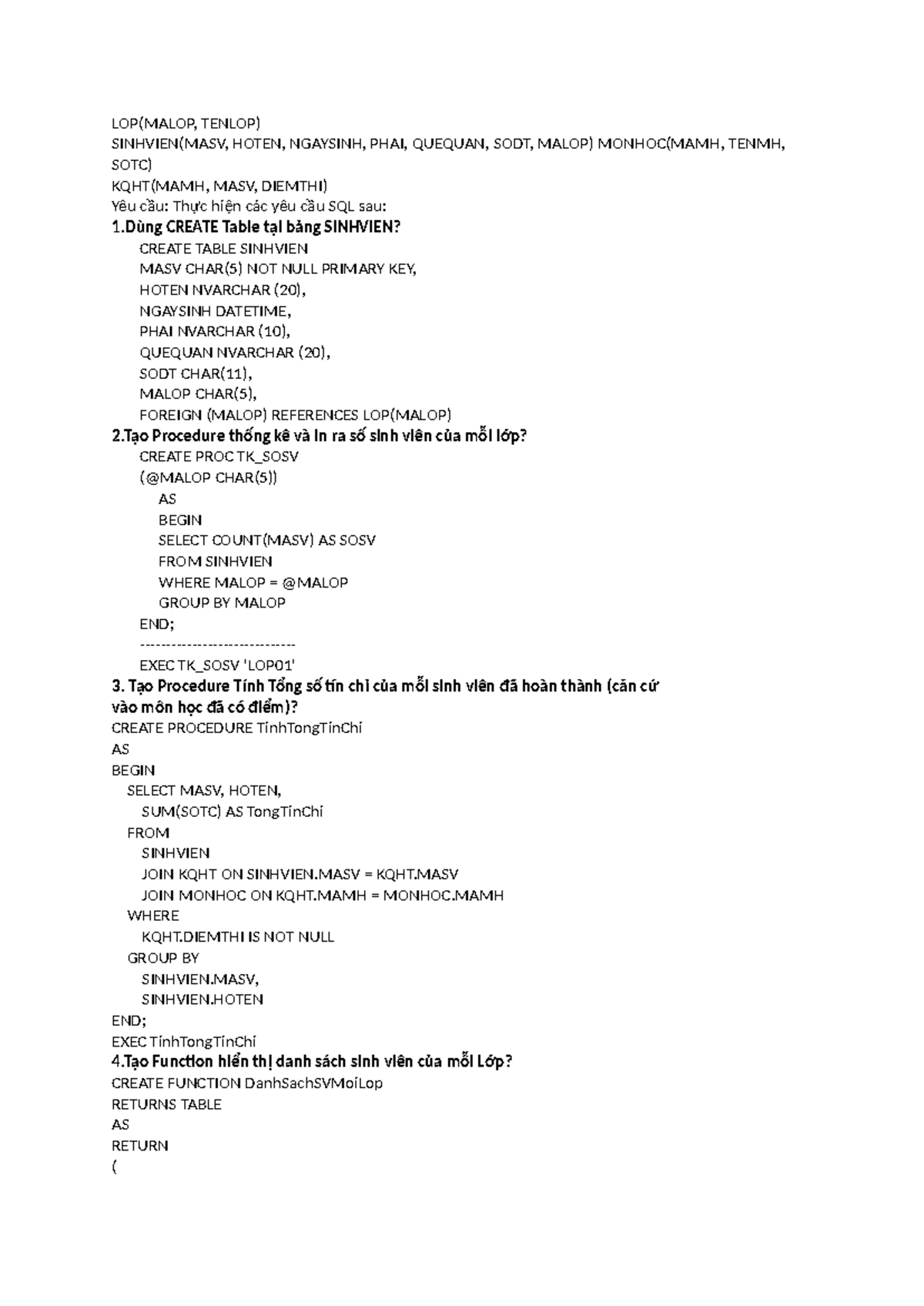 P3 Essay TRẦ Nngôtràmy 1577 - LOP(MALOP, TENLOP) SINHVIEN(MASV, HOTEN ...