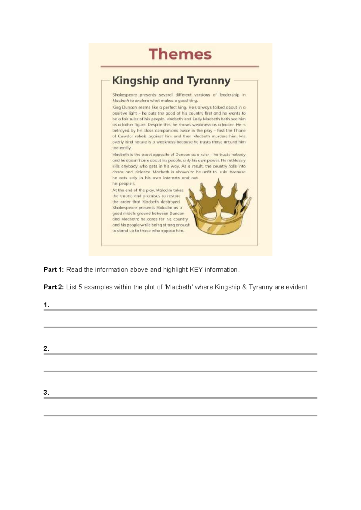 Kingship Tyranny Themes in Macbeth: Key Quotes & Analysis - Studocu