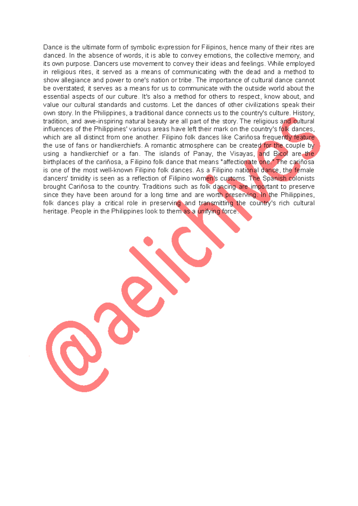 AS05 Descriptive Essay on Filipino Folk Dance & Cultural Heritage - Studocu