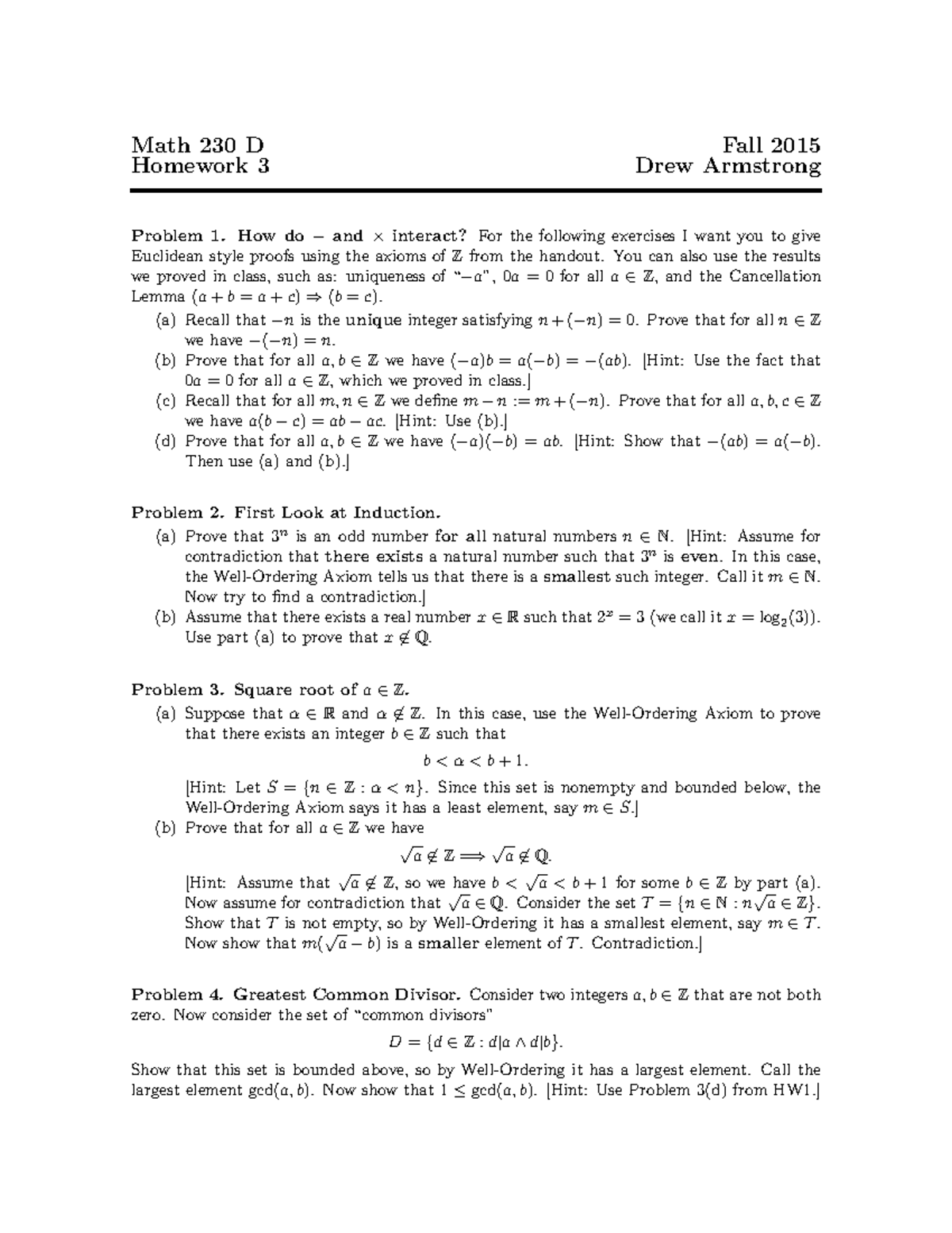 Math 230 D Fall 2015 - Homework 3 Solutions and Proofs - Studocu