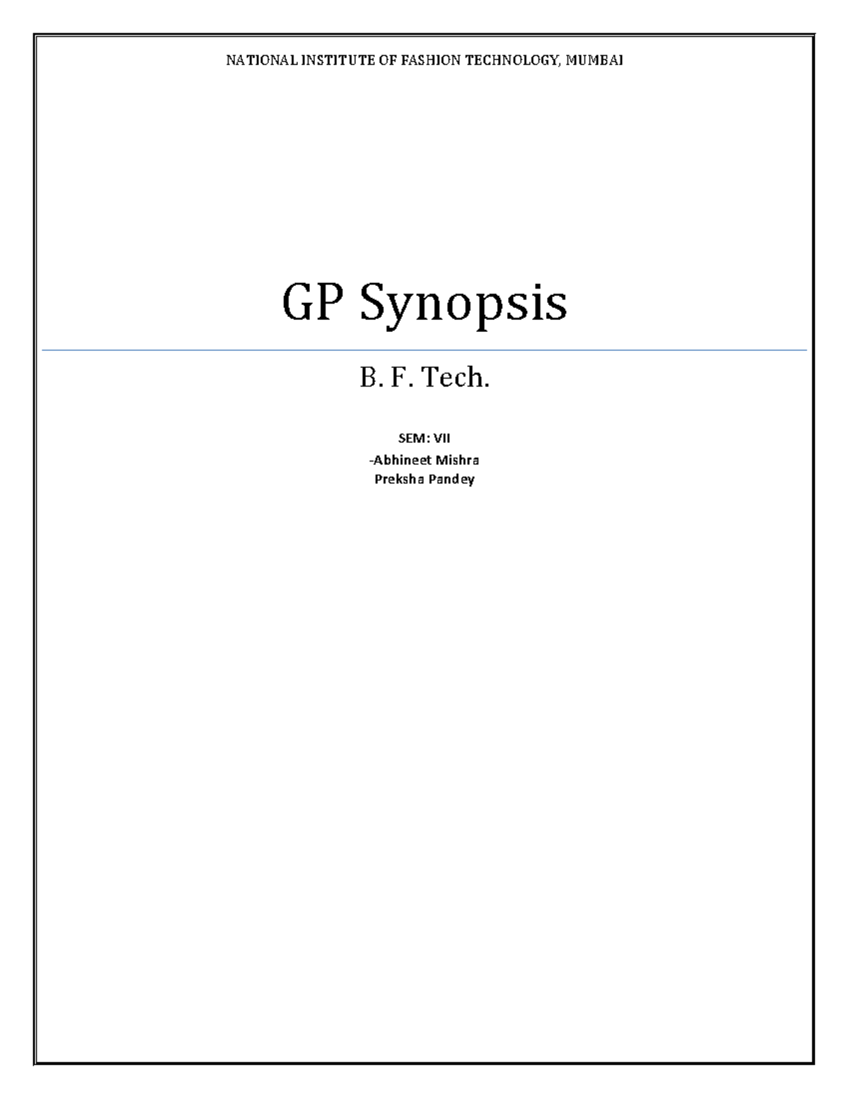 B. F. Tech SEM VII GP Synopsis: Electricity Consumption & 5S Implementation - Studocu