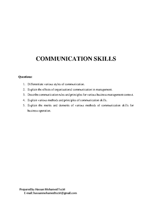Communication Skills Class Notes - Communication skills For ...