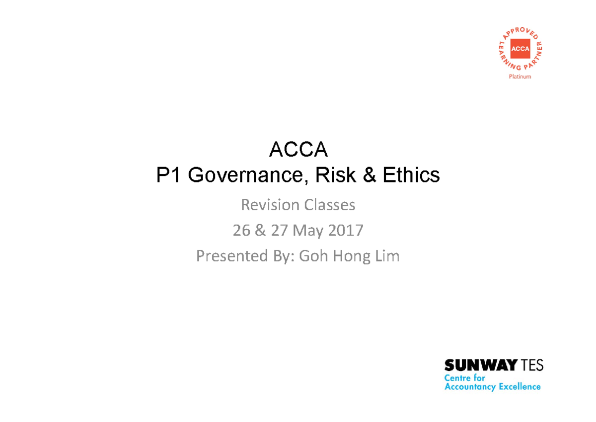 EPSM - Mixed - ACCA P1 Governance, Risk & Ethics Revision Classes 26 ...