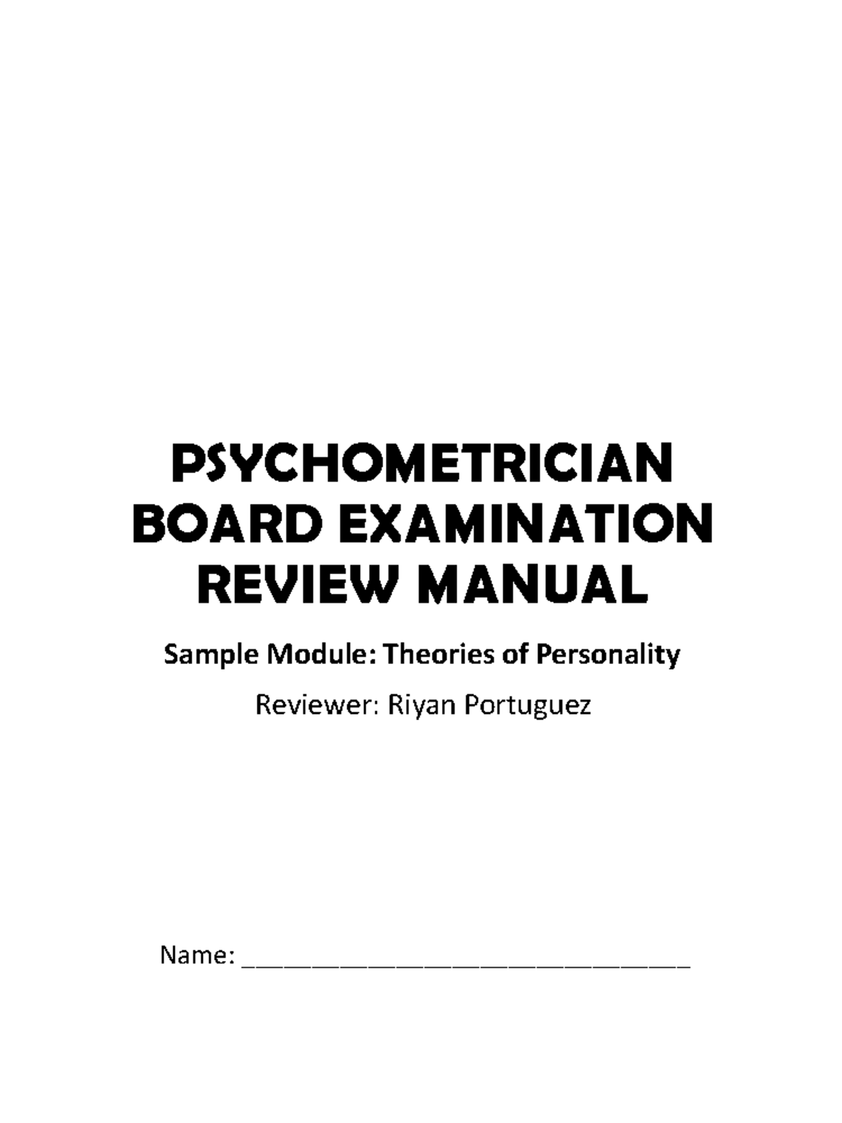 428937278 - Psychometrician Board Exam Review Manual - Studocu
