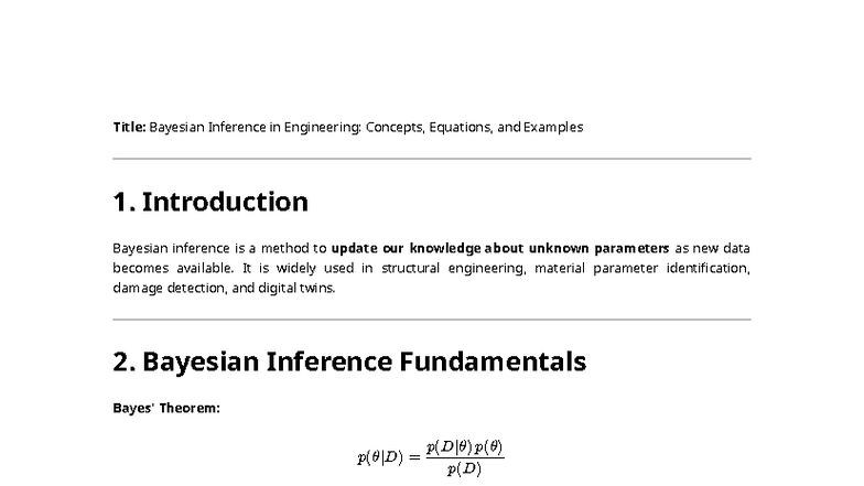 Bayesian Inference in Engineering: Concepts & Applications - Studocu