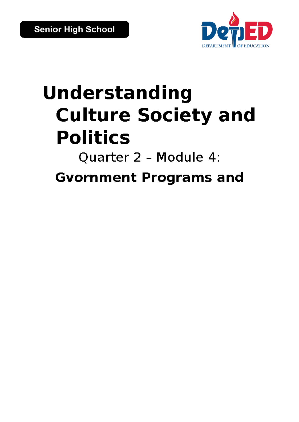 Q2-M4 (UCSP) - Gov Programs & Solutions for Social Inequalities - Studocu