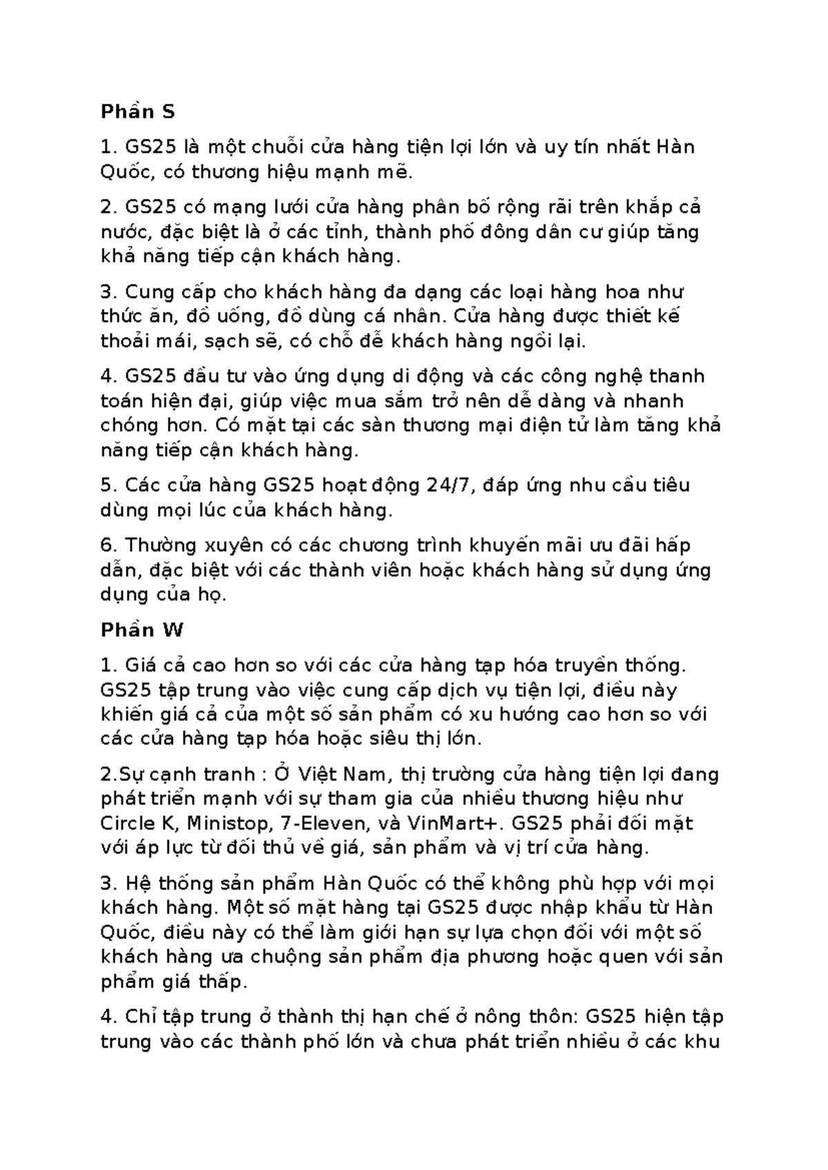 SWOT Analysis of GS25 - Đại học Thủ Dầu Một - Studocu