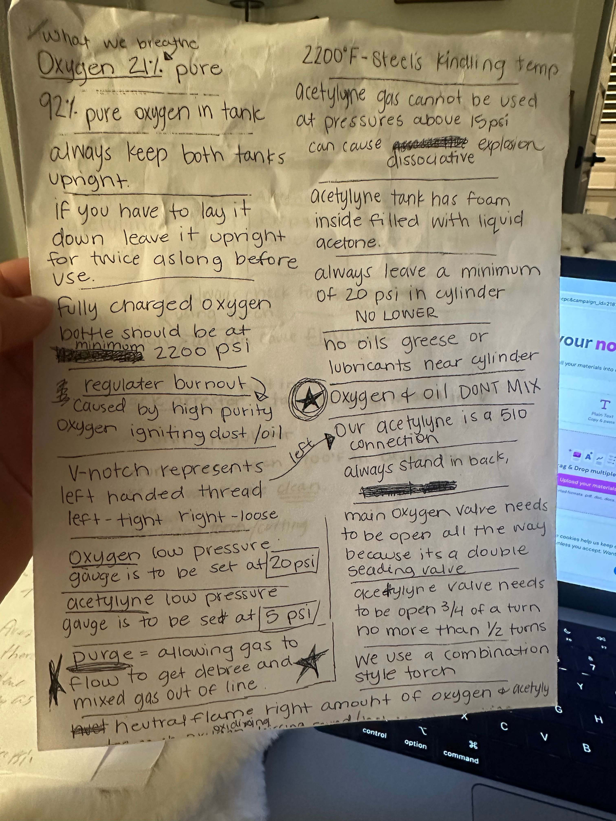 "Safety Guidelines for Oxygen and Acetylene Tanks - Chem 101" - Studocu