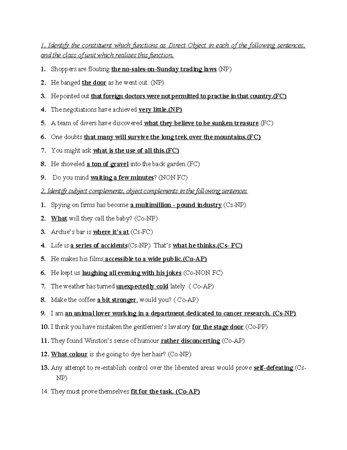 Assignment 5A: Identifying Sentence Constituents and Their Functions ...