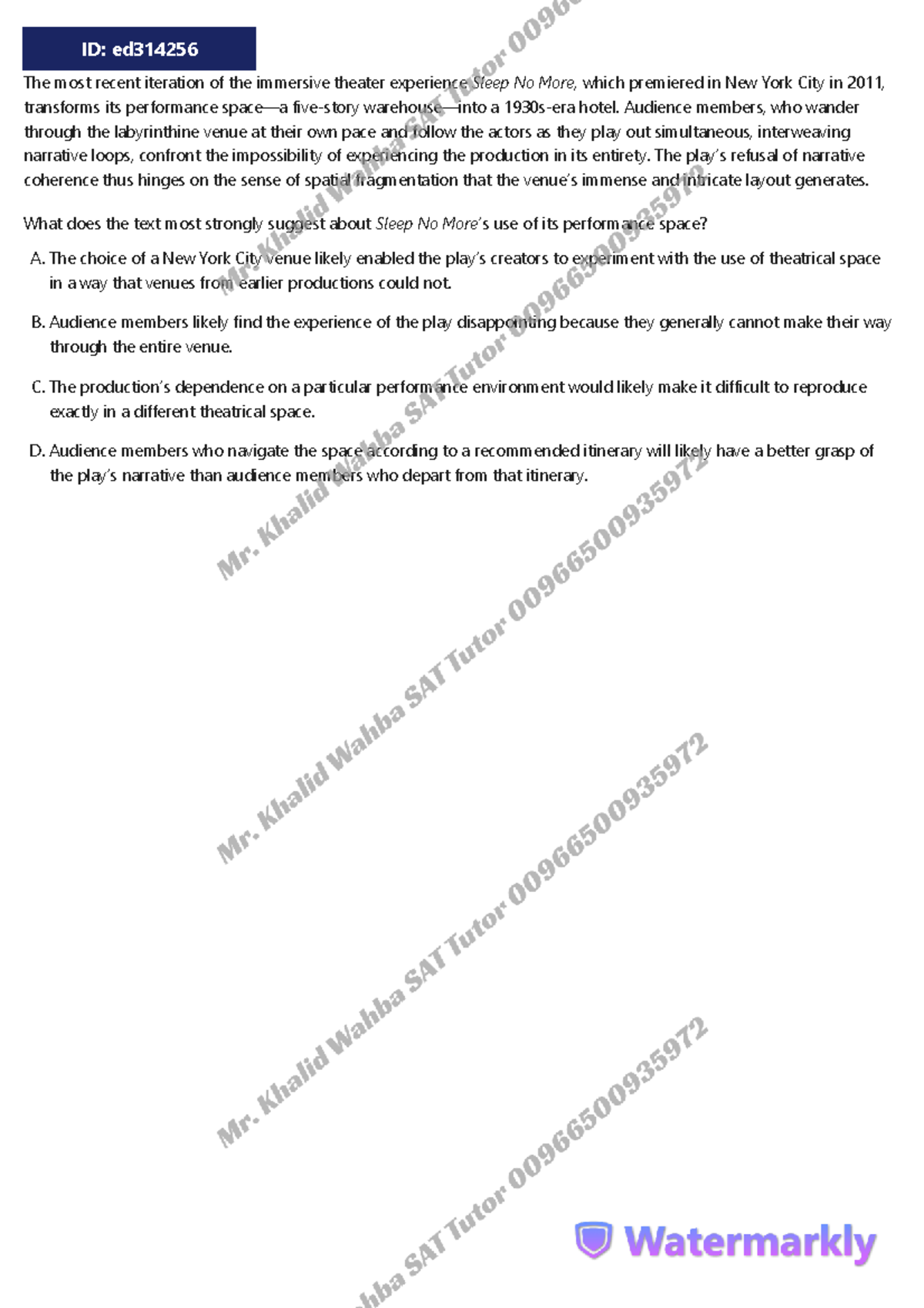 SAT Inference Questions: Analyzing Textual Evidence - Studocu