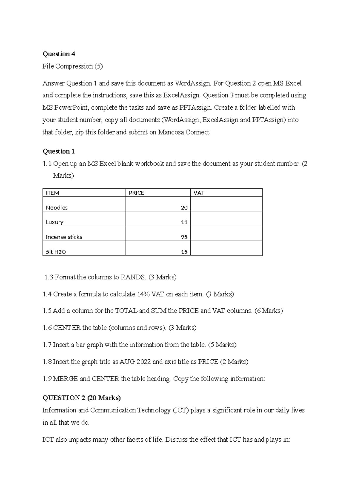 ICT 101: Past Paper Practice on File Compression and Memory Types - Studocu