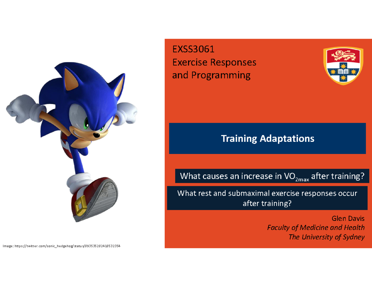 EXSS3061 Lecture: Training Adaptations and VO2max - Studocu