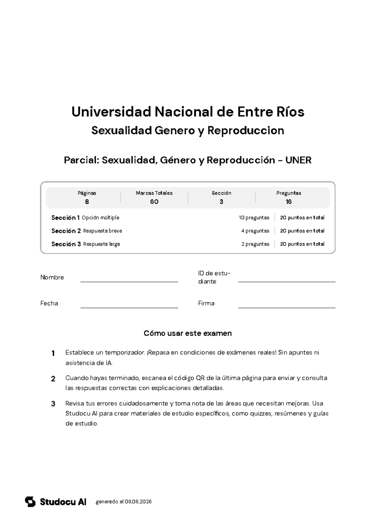 Parcial: Sexualidad, Género y Reproducción - UNER - Studocu