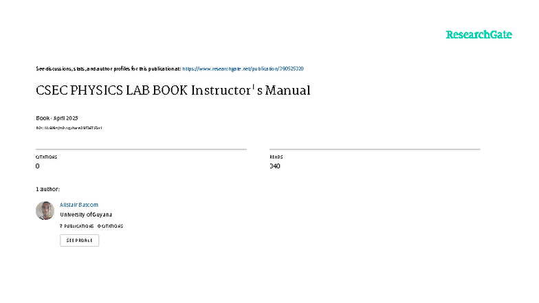 CSEC PHYSICS LAB BOOK: Comprehensive Manual for Experiments - Studocu