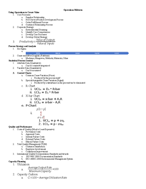 Operations and supply chain management (OSCM) exam 1 cheat sheet - Studocu