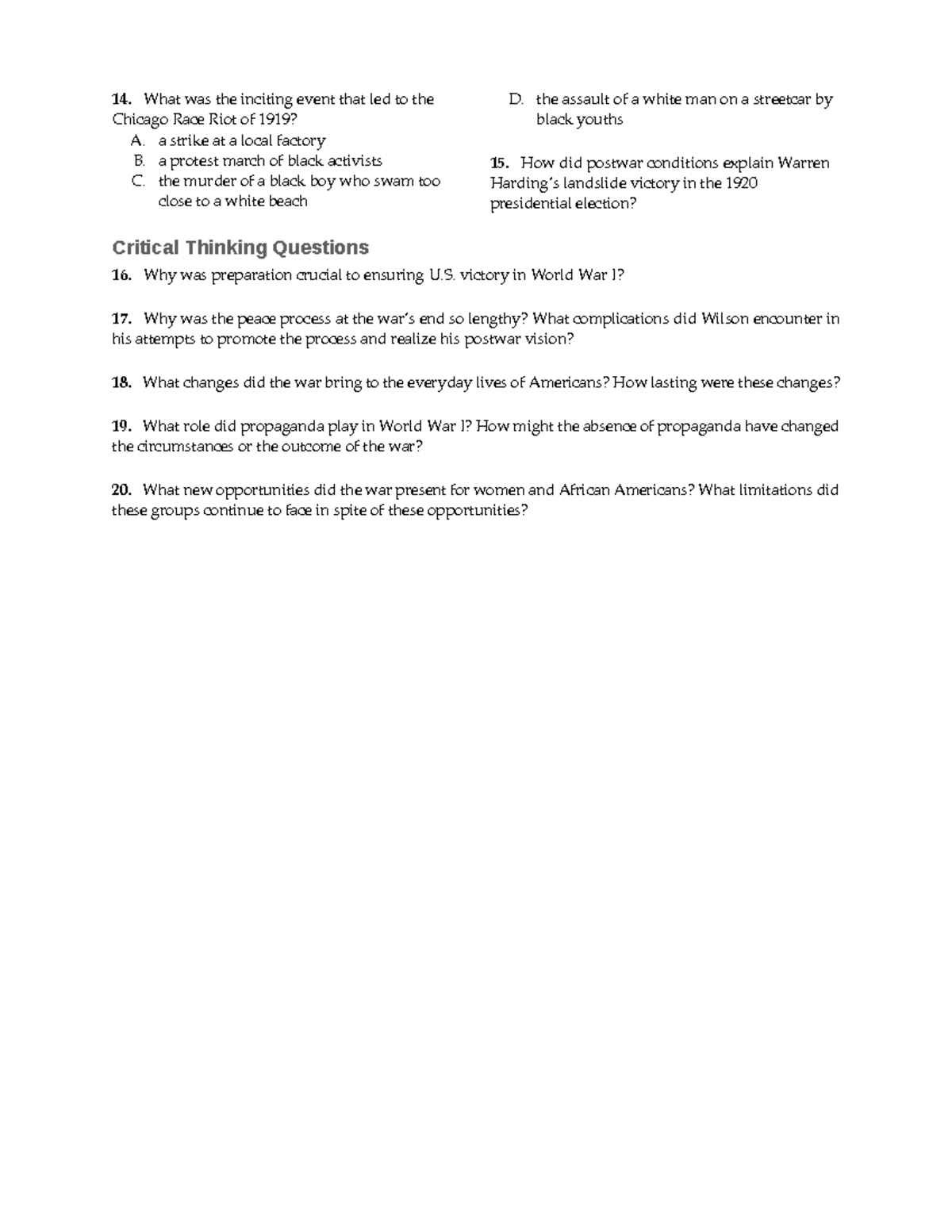 History - Global WORD Chapter 24: The Jazz Age and Cultural Change ...