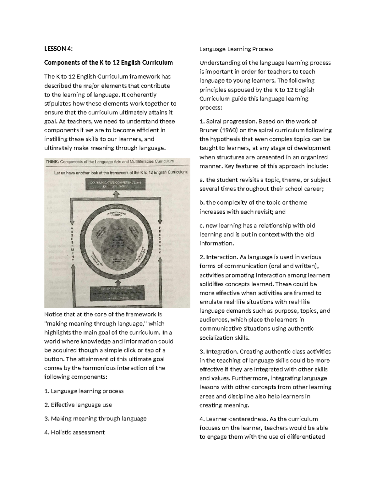 K to 12 English Curriculum: Language Learning Process & Instructional ...