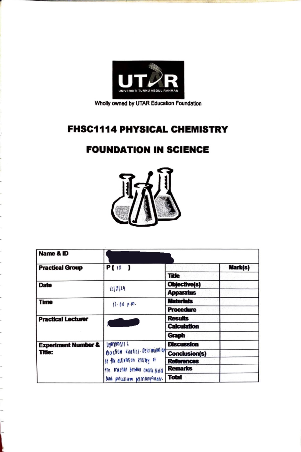 Utar Sem 1 FHSC1114 Physical Chem Full Lab Report - Studocu