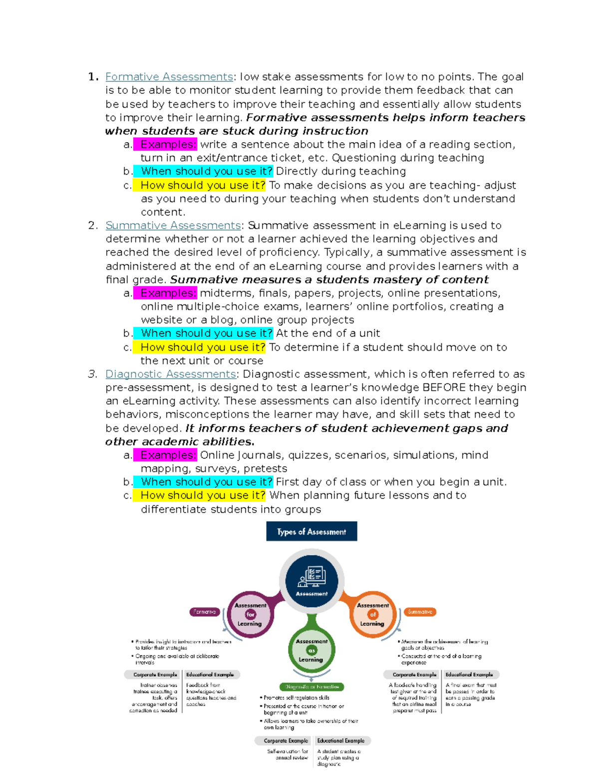 WGU Assessment Types: Formative, Summative & Diagnostic Notes - Studocu
